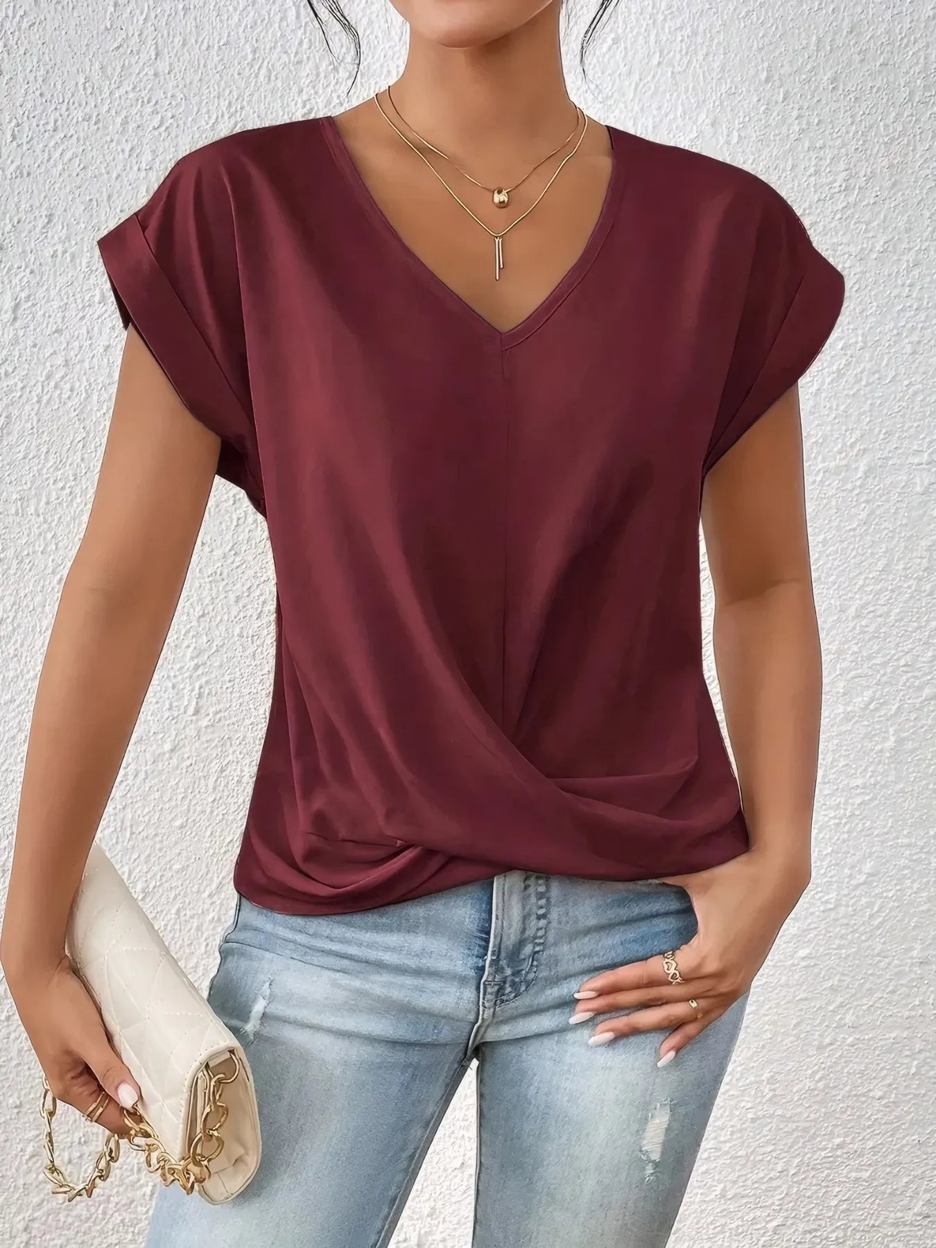 V-Neck Twist Front Top – Cedar & Moore